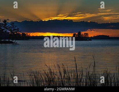 Sunset on the Chippewa Flowage in northern Wisconsin Stock Photo - Alamy