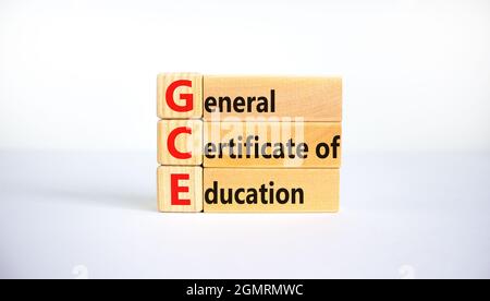 GCE, general certificate of education symbol. Words GCE, general ...