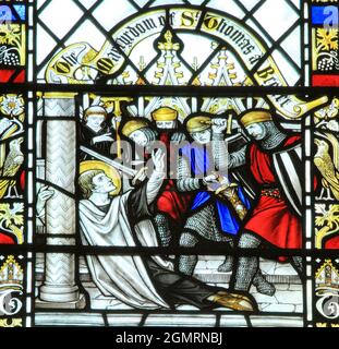 The murder of Thomas Becket in 1170 by the four knights, Reginald ...