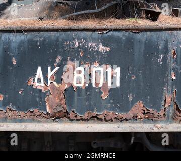 Old rack railway trains in Diakopto Greece Stock Photo - Alamy