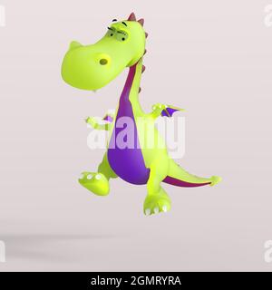 Happy cute dragon jumping isolated Stock Photo - Alamy