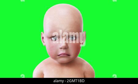 Sad baby, children. Green screen 3d rendering Stock Photo - Alamy
