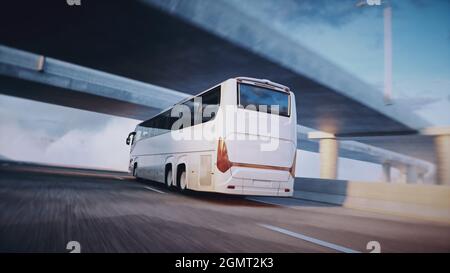 Touristic passenger bus on highway. Very fast driving. Tourism concept ...