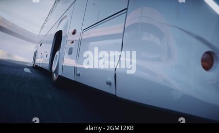 Touristic passenger bus on highway. Very fast driving. Tourism concept ...