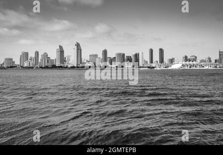 Panoramic View across the Bay of the stunning San Diego skyline with ...