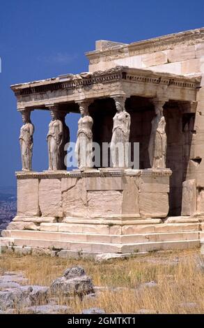 Athens, Greece - June 1999; Built around 400 BCE on top of the ...