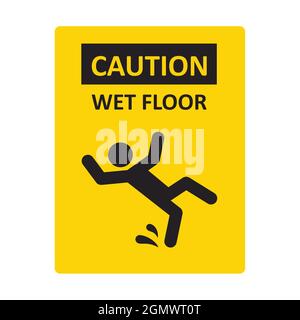 Stick figure man falling beware, hazard warning symbols. Person injury ...
