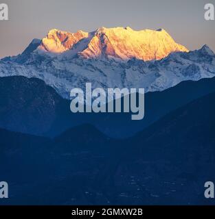 Mount Chaukhamba morning view, Himalaya, Indian Himalayas, great Himalayan range, mountain ...