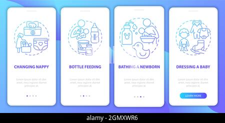 Baby care blue gradient onboarding mobile app page screen Stock Vector ...