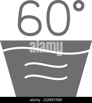 Washing clothes at 60 degrees temperature. Laundry instructions label ...