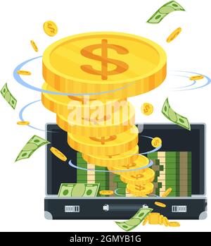 Money funnel. Whirlwind, tornado of gold coins Stock Vector Image & Art ...