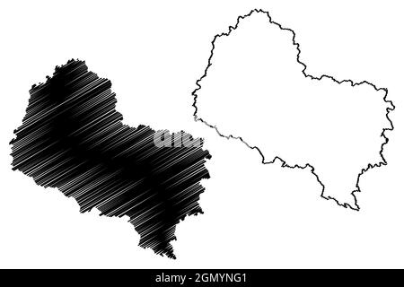 Budaun district (Uttar Pradesh State, Republic of India) map vector ...