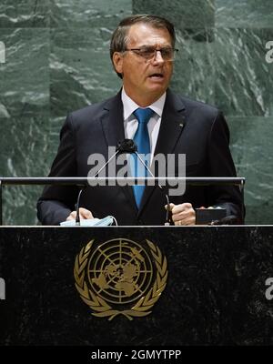 Brazil's President Jair Bolsonaro addresses the 76th Session of the U.N ...