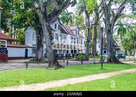 Dutch Colonial buildings in Paramaribo, the capital of Suriname Stock ...