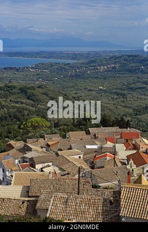 Chlomos, a mountain village on Corfu Stock Photo - Alamy