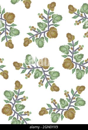 2D illustration of a beautiful floral seamless pattern wallpaper Stock ...