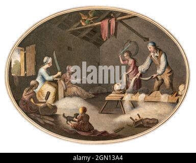 The Linen Industry in the 18th Century; Taking flax out of bog ...