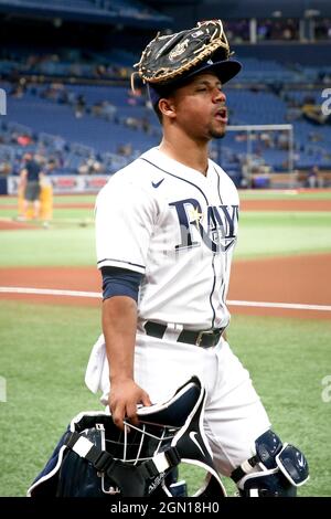 Tampa Bay Rays catcher Francisco Mejia throws out the New York Yankees ...