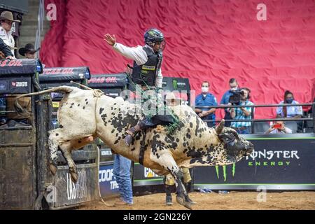 NEWARK, NJ - SEPTEMBER 19: Dalton Kasel rides Man Cow during the ...