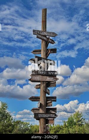 Direction sign with arrow showing the way in road traffic Direction ...