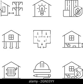 Home building regulation linear icons set for dark and light mode Stock ...