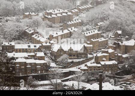 2 February 2021. The Yorkshire town of Hebden Bridge, in Calderdale ...