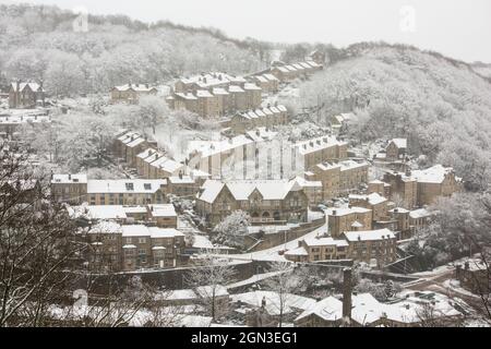 2 February 2021. The Yorkshire town of Hebden Bridge, in Calderdale ...