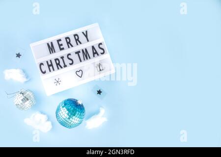 Simple Xmas greeting card, party invitation, sale abstract flatlay with ...