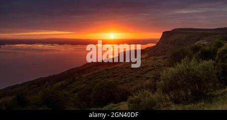 Sunrise on Lower Lough Erne from the Cliffs of Magho Viewpoint, County ...