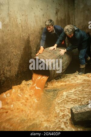 Customs and Excise officers emptying barrels of 'The Wash' fermented ...
