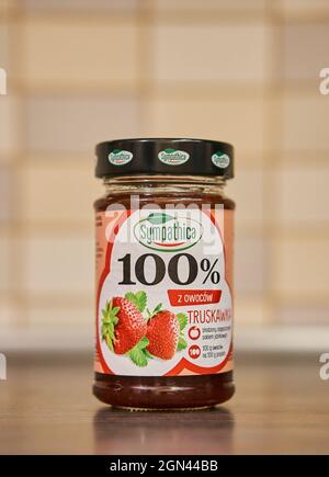 POZNA, POLAND - Nov 12, 2017: A Polish Pilos fresh milk in a plastic ...