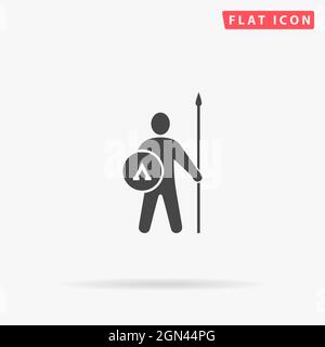 Greek Hoplite Guard flat vector icon. Hand drawn style design ...