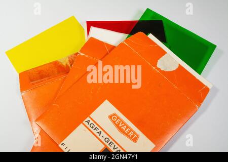 Old Agfa-Gevaert color filters in original cardboard sleeves Stock ...