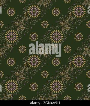 2D illustration of a beautiful floral seamless pattern wallpaper Stock ...
