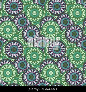 2D illustration of a beautiful green floral background wallpaper Stock ...