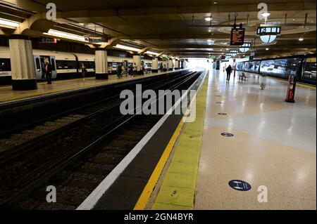 Inside the Platform area of Charing Cross station on 23 Sept 2021 Stock ...