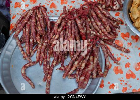 The traditional Chinese dried sausage, lap cheong, may include liver ...