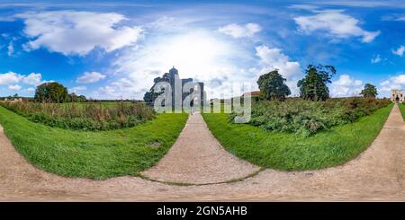 360° view of 360 spherical panorama of an ancient castle ruins in the ...