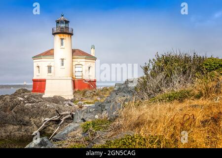 The historic Coquille River Lighthouse, Bandon Oregon USA Stock Photo ...