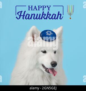 Greeting card for Happy Hannukah with funny Jewish rabbits Stock Photo ...