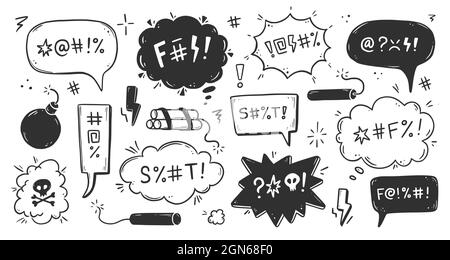 Comic book speech bubble with swear words symbols retro comics vector ...