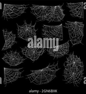 Halloween black spider with nets. Vector illustration Stock Vector ...