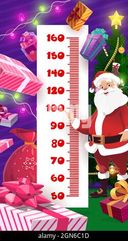 Christmas and birthday gifts height chart, vector cartoon kids growth ...
