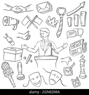 Politician Cartoon Hand Drawn Illustration with Meeting Concept for ...