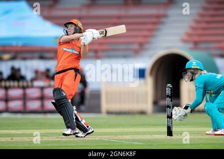 Beth Mooney of the Heat plays a shot during the Women's Big Bash League ...