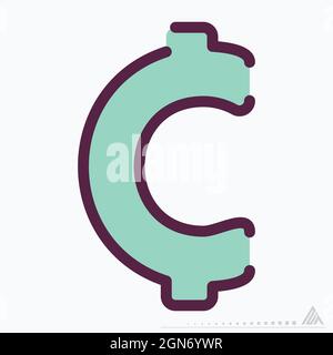 Icon Cents - Line Cut Style - Simple illustration, Editable stroke ...