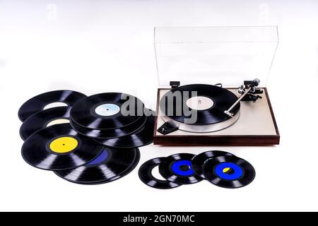 Closeup shot of types of vinyl on a white background Stock Photo - Alamy
