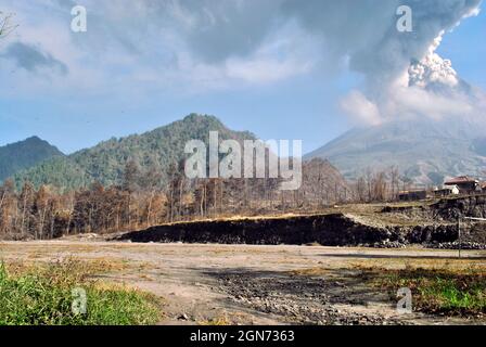 This is the view after Mount Merapi erupted in 2010 which caused a lot ...