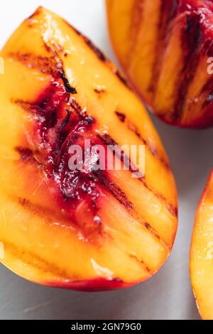 Ripe nectarine close-up. Selective focus, vertical format Stock Photo ...