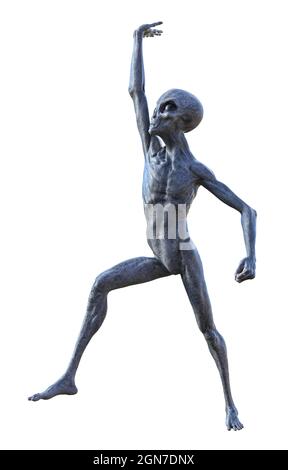 3d illustration of an alien holding up hand in a stop gesture isolated ...